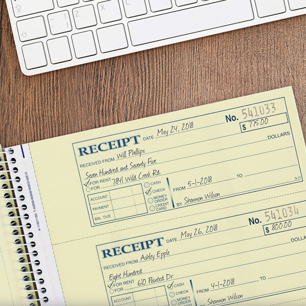 Adams SC1182 7 5 8 X 11 2 Part Carbonless Spiral Bound Money And Rent Receipt Book