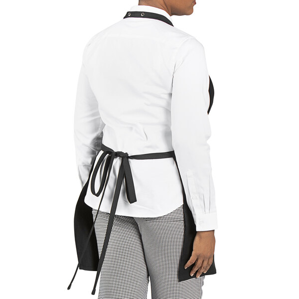 Uncommon Chef 3041 Black Customizable Poly-Cotton Twill V-Neck Tuxedo ...