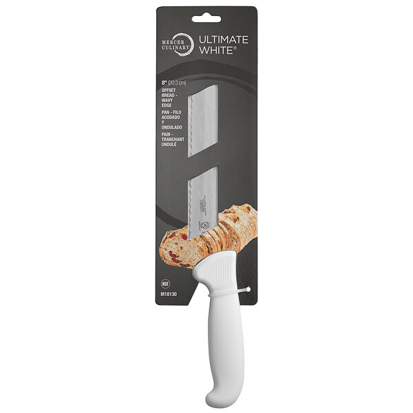 Mercer Culinary M18130 Ultimate White® 8" Offset Wavy Edge Bread Knife ...