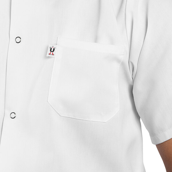 Uncommon Chef 0950 White Customizable Six Snap Cook Shirt - XS