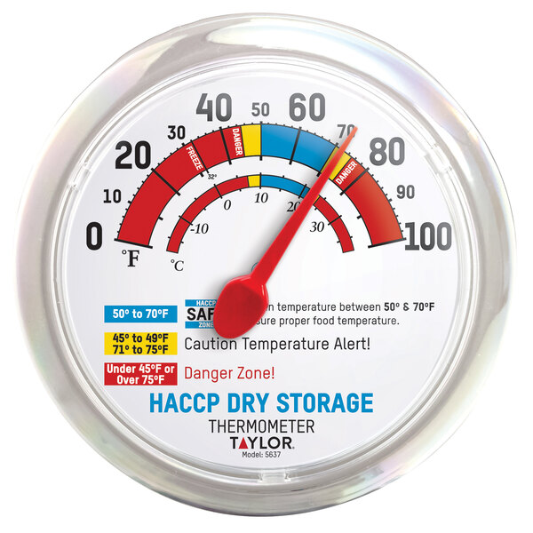 Taylor 5637 6" HACCP Prep / Dry Storage Wall Thermometer