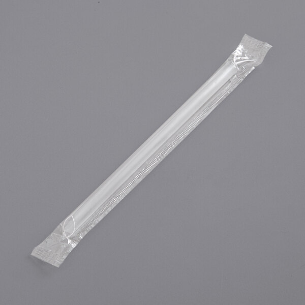 Choice 7 1/2" Translucent Pointed Wrapped Straw - 500/Pack
