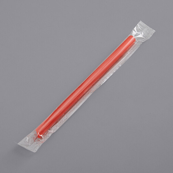 Choice 7 1/2" Red Pointed Wrapped Straw - 500/Pack