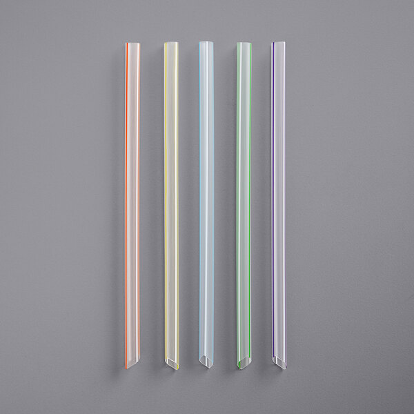 Choice 9" Multicolor Stripe Pointed Unwrapped Smoothie Straw - 3,500/Case