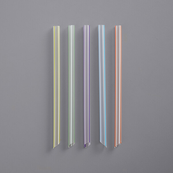 Choice 7 1/2" Multicolor Stripe Pointed Unwrapped Straw - 500/Pack