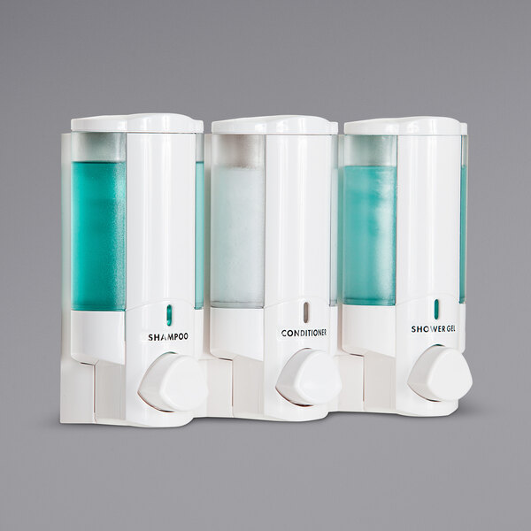 Dispenser Amenities 36350-BKMN Aviva 30 oz. White 3-Chamber Wall ...