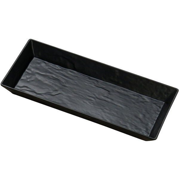 American Metalcraft FSMEL23 18" x 8 1/4" Black Faux Slate Rectangular ...