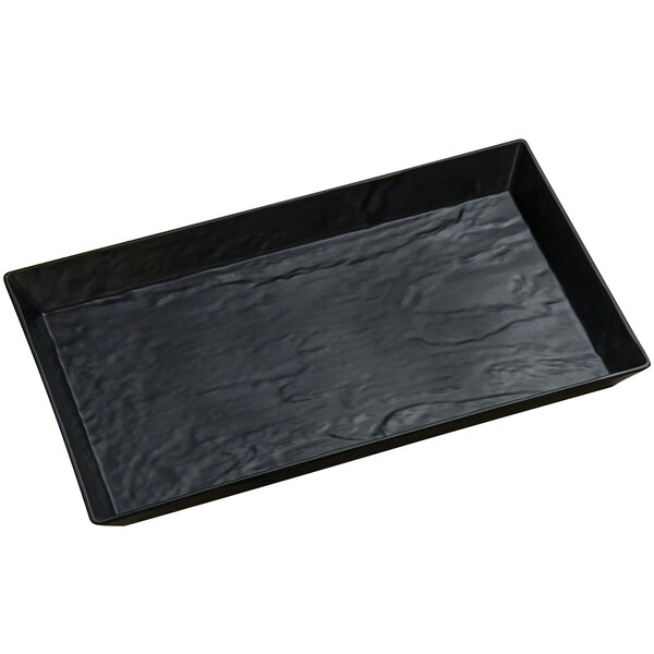 American Metalcraft FSMEL21 21" x 13" Black Faux Slate Rectangular ...