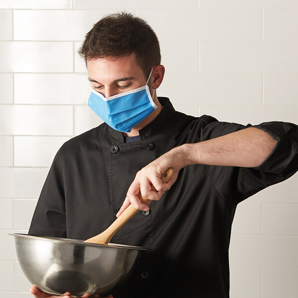 Mercer Culinary M69011LB Customizable Light Blue Reusable Non-Woven ...