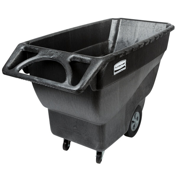 Rubbermaid® 075 Cubic Yard Black Tilt Truck Trash Cart With Hinged Dome Lid 1000 Lb