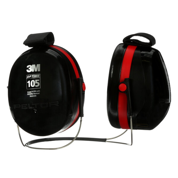 3M H10B PELTOR™ Optime™ 105 Black / Red Behind-the-Head Earmuffs