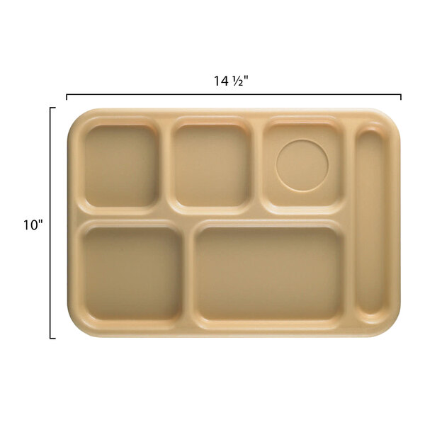 Cambro 10146CW133 Camwear 10" x 14 1/2" Beige 6 Compartment Serving ...