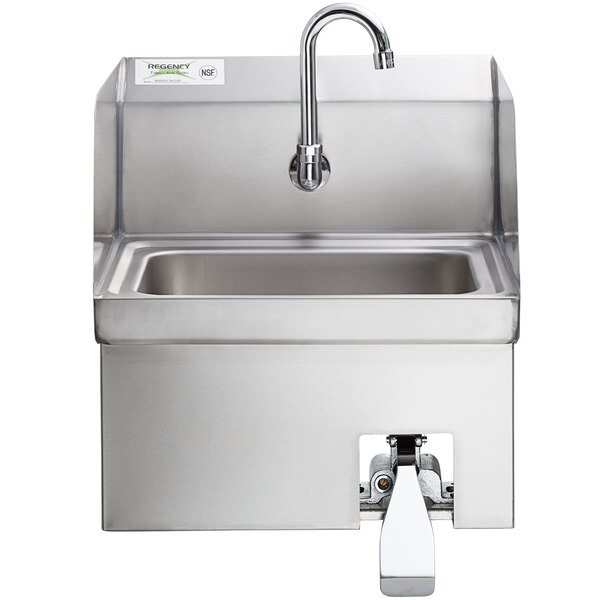 Regency 17" x 15" Hands-Free Hand Sink with Knee Operated Valve and ...