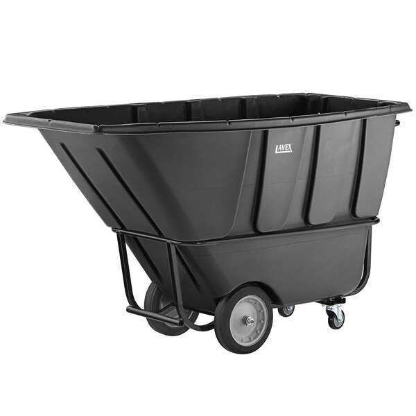 Lavex 1 Cubic Yard Black Standard-Duty Tilt Truck / Trash Cart (1250 lb ...