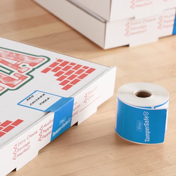 TamperSafe 2 1/2" x 6" Customizable Blue Paper Tamper-Evident Label ...