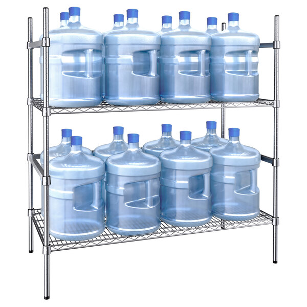 Regency 16-Bottle Chrome 5 Gallon Water Bottle Rack - 24" x 48" x 54 ...