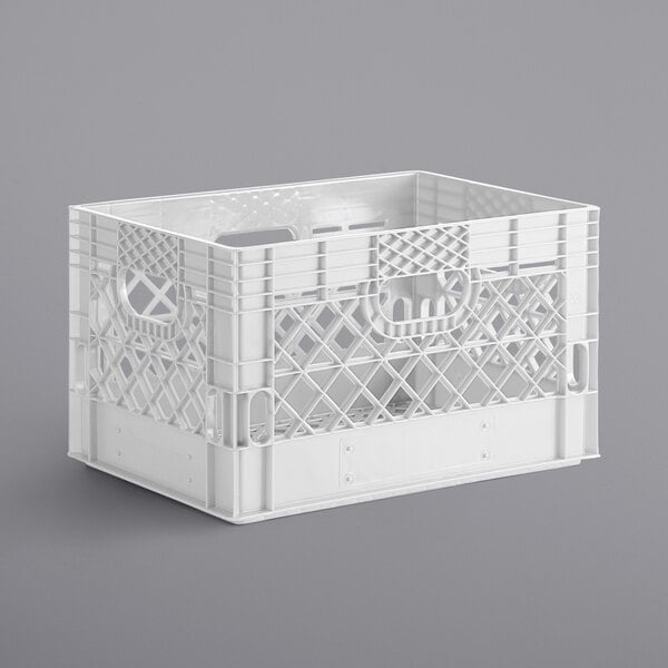 White 24 Qt. Customizable Rectangular Milk Crate - 18 3/4" x 13" x 11"