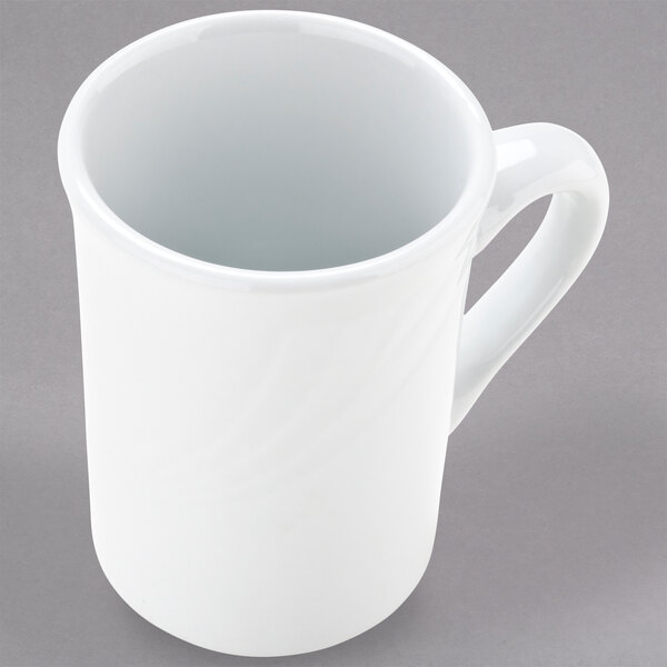 Tuxton YPM-080 Sonoma 7.5 oz. Bright White Embossed Rim China Mug - 36/Case