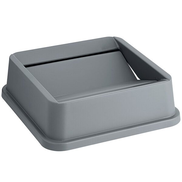 Lavex Janitorial 19 Gallon Gray Square Trash Can with Swing Lid