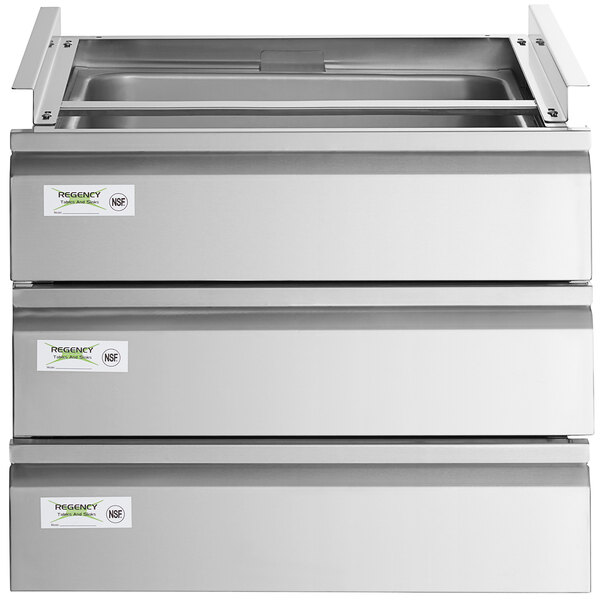 Regency 20" x 20" x 5" Triple-Stacked Drawer Set with Stainless Steel Front