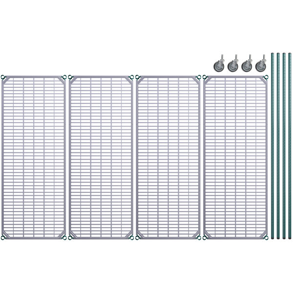 Regency 24" x 60" Green Epoxy Polymer Drop Mat 4-Shelf Kit with 64 ...