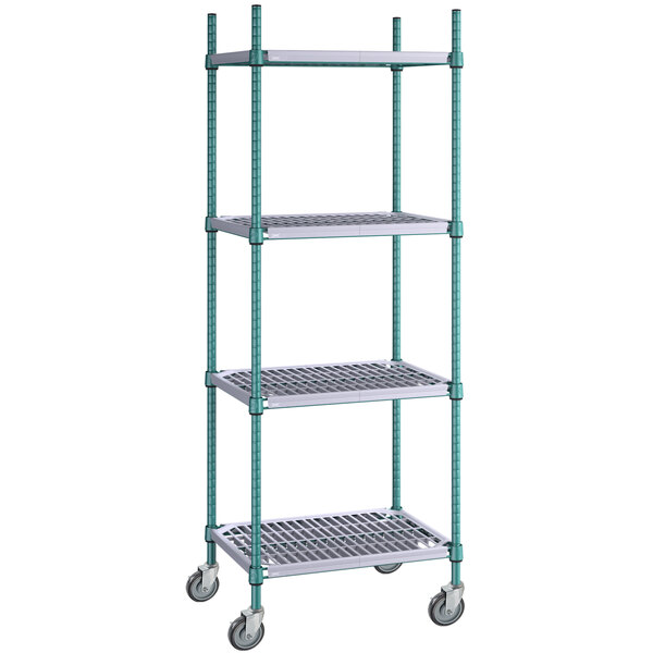 Regency 18" x 24" Green Epoxy Polymer Drop Mat 4-Shelf Kit with 64 ...