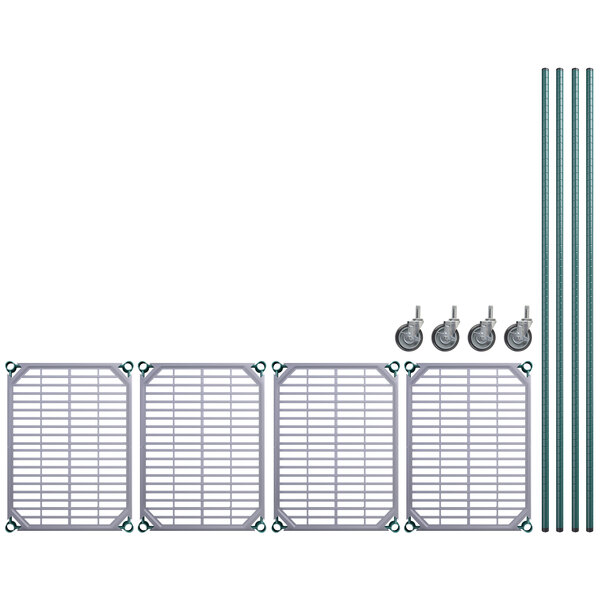 Regency 18" x 24" Green Epoxy Polymer Drop Mat 4-Shelf Kit with 64 ...