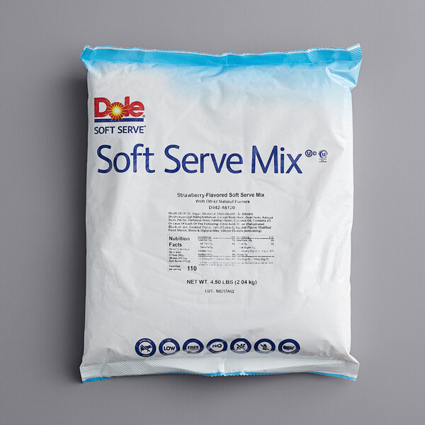 DOLE SOFT SERVE 4.5 lb. Strawberry Soft Serve Mix - 4/Case