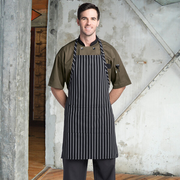 Uncommon Chef 3018 Black and White Chalk Stripe Customizable Poly ...
