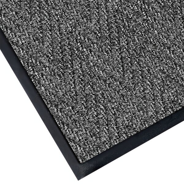 Lavex Chevron Rib 4' x 8' Gray Antimicrobial PET Fiber Indoor Entrance ...
