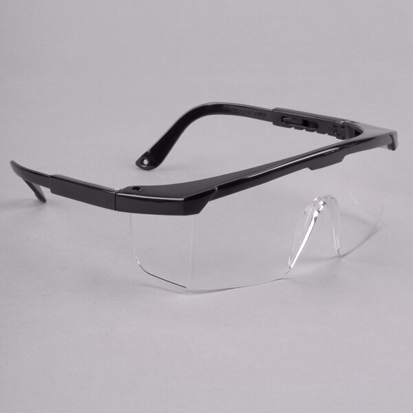 Scratch Resistant Safety Glasses / Eye Protection - Black with Clear Lens