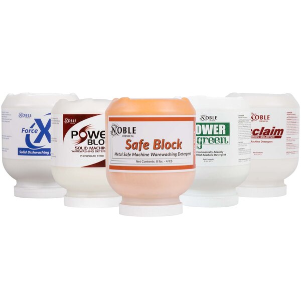 Noble Chemical 8 lb. / 128 oz. Power Block Solid Dish Machine Detergent ...