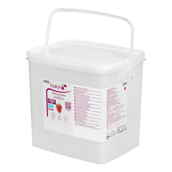 Les Vergers Boiron Red Raspberry Puree 22 lb. Bucket