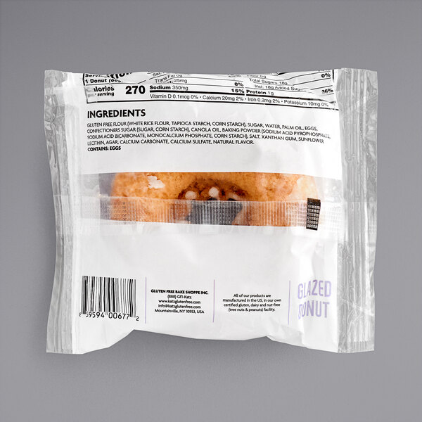Katz Gluten-Free Individually Wrapped Glazed Donut 2.3 oz. - 24/Case