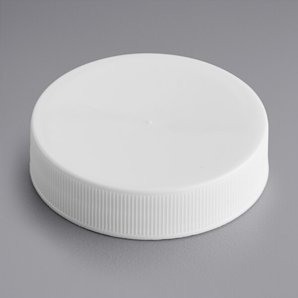 45/400 White Ribbed Plastic Cap with Foam Liner - 2,500/Case