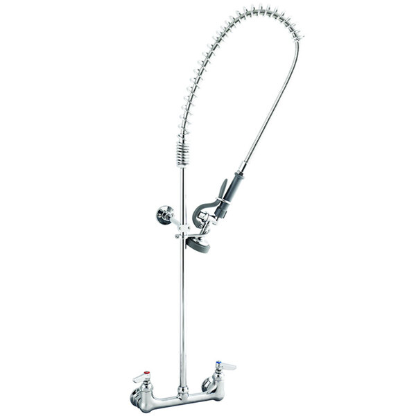 T&S B-0133-B-TEE EasyInstall Wall Mounted 35 1/4" High Pre-Rinse Faucet ...