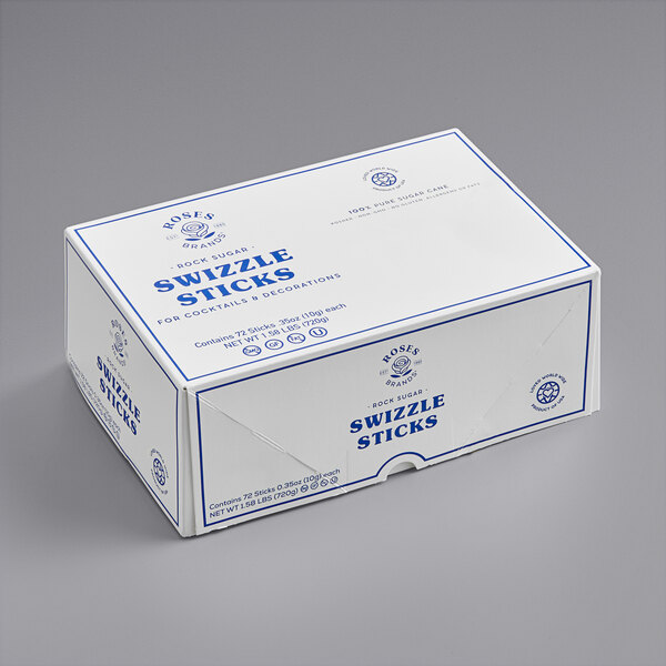 Roses Dryden and Palmer White Unwrapped Rock Candy Swizzle Stick - 72/Pack