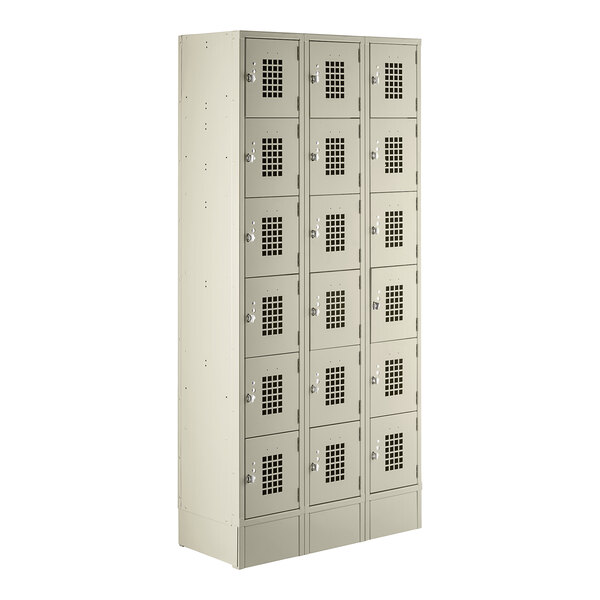 Regency Space Solutions Beige 36" x 15" x 78" 3 Wide, 6 Tier Locker ...
