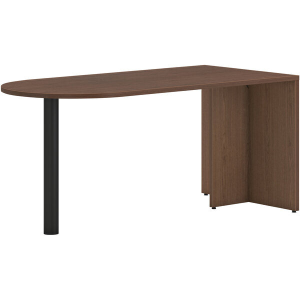 HON Mod 66" x 30" x 29" Sepia Walnut Peninsula with End Panel