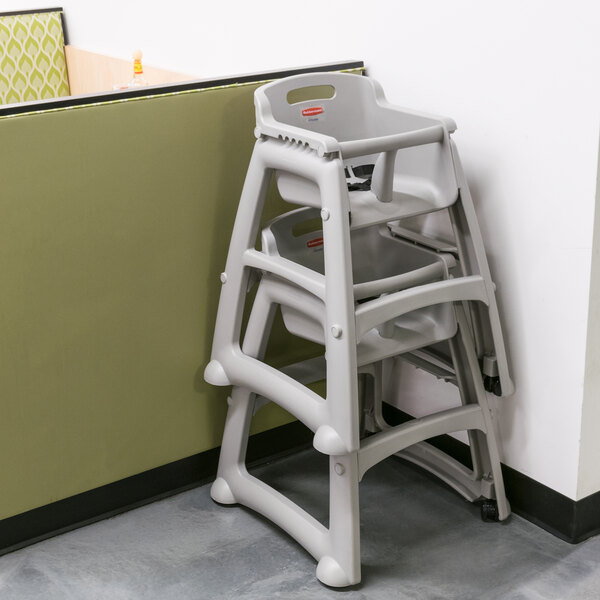Rubbermaid® FG780508PLAT Platinum Sturdy Chair Restaurant High Chair ...