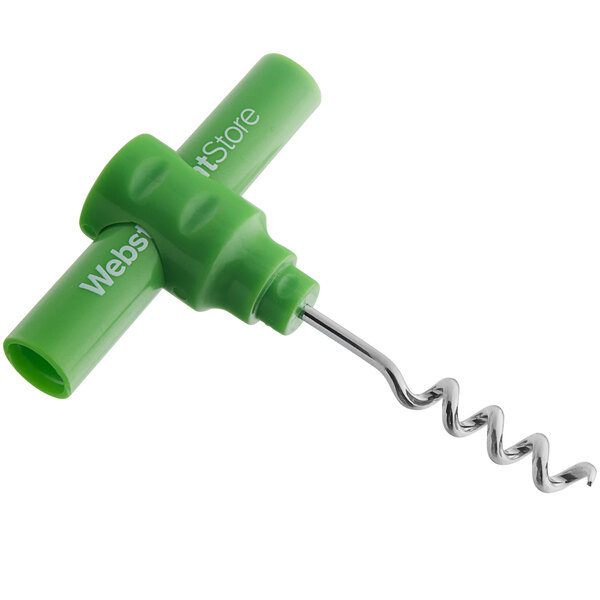 Green Plastic Pocket Corkscrew with WebstaurantStore Logo