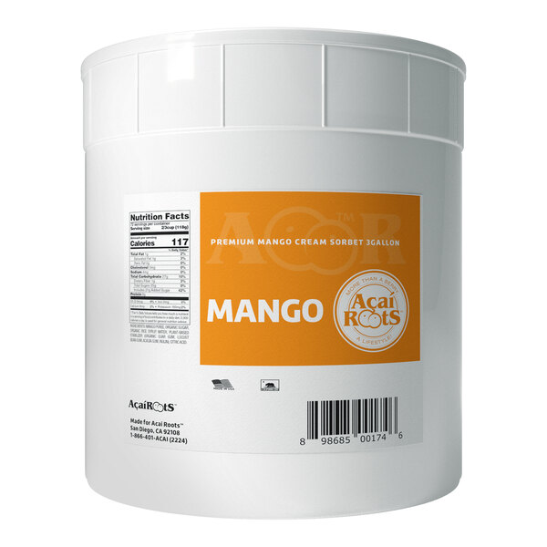 Acai Roots Mango Cream Sorbet 3 Gallon