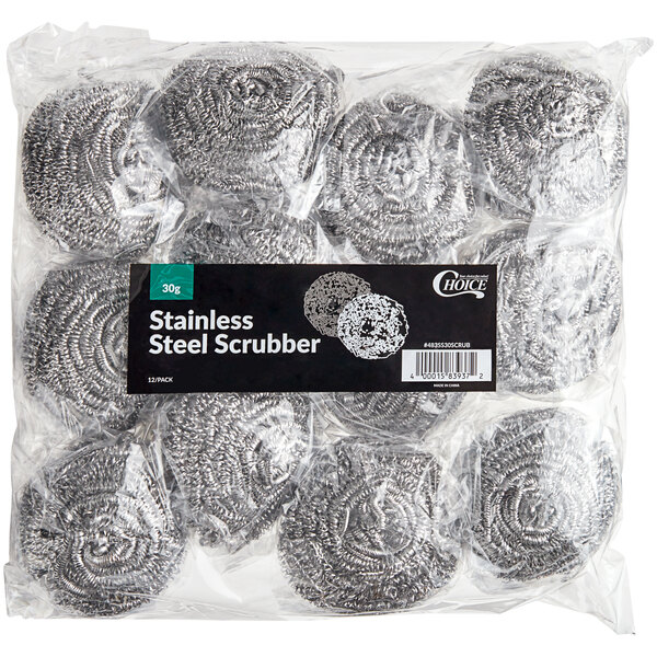 Choice 30g Stainless Steel Scrubber - 12/Pack