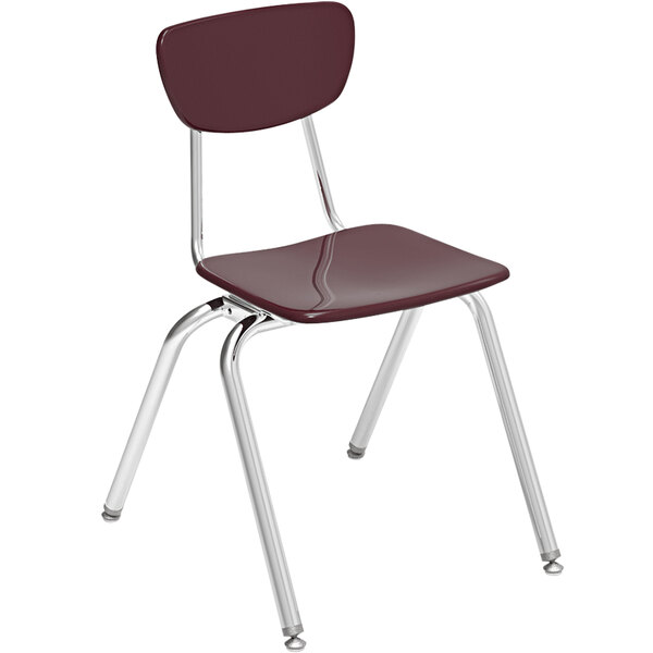Virco 3000 Series 5th Grade to Adult Wine Classroom Chair with Nylon Glides