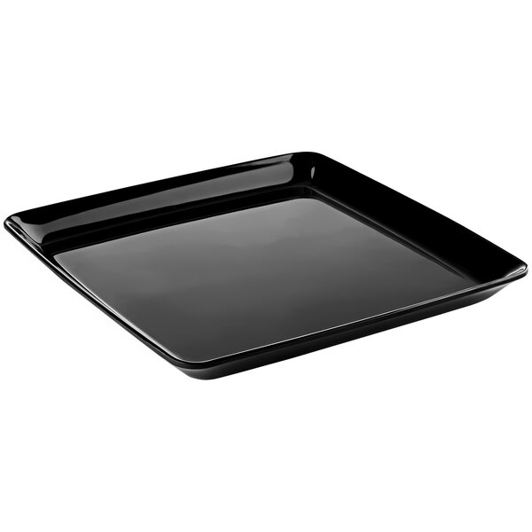 APS 8 1/2" Black Square Melamine Plate
