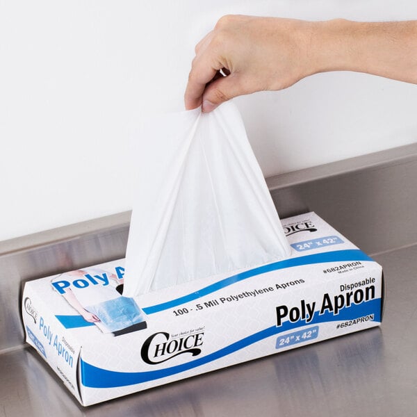 Choice 42" x 24" .50 Mil Disposable Poly Apron - 100/Box