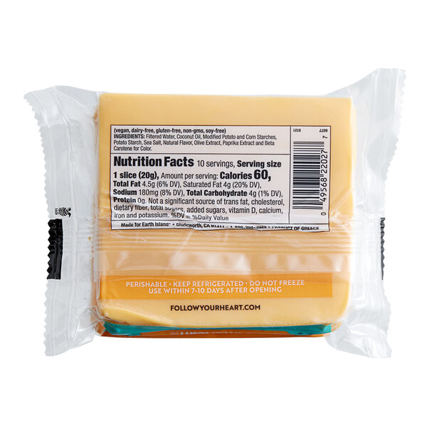 Follow Your Heart Dairy-Free Vegan Sliced American Cheese 7 oz. - 11/Case