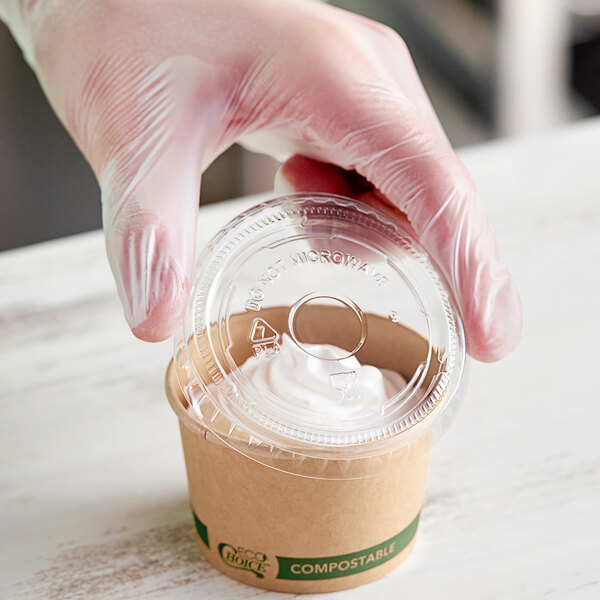 EcoChoice 4 oz. Round Compostable PLA Take-Out Lid - 1,000/Case