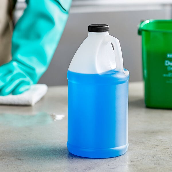 0.5 Gallon (64 oz.) Translucent HDPE Industrial Round Jug with Black ...