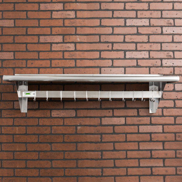 Regency 15" x 48" Stainless Steel Wall Mounted Pot Rack with Shelf and ...